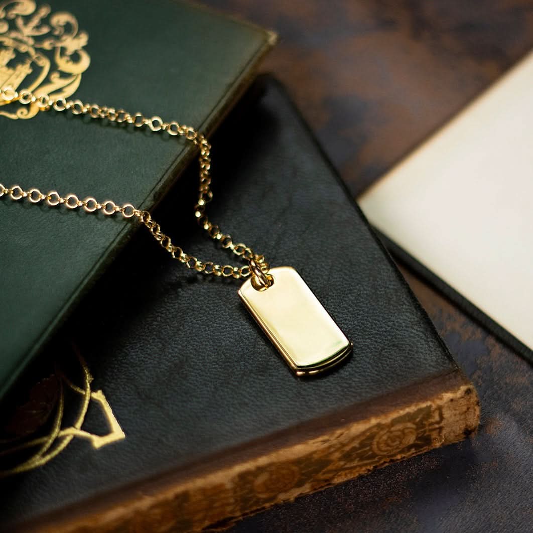 Men's Dog Tag Necklace Gold Superb Quality – Lily Blanche