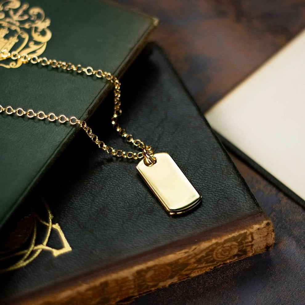 Men's Dog Tag Necklace Gold Superb Quality – Lily Blanche