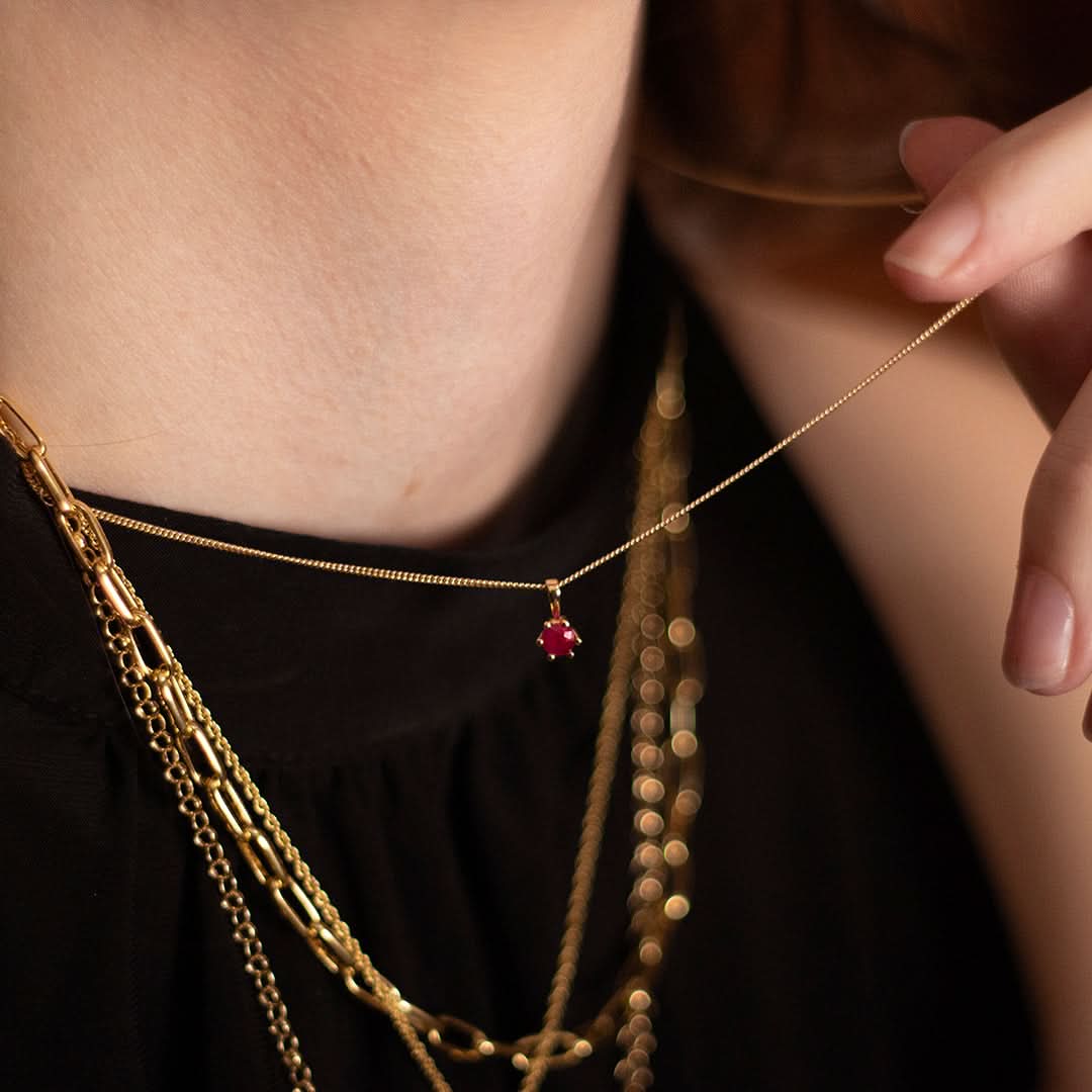 Ruby Charm Necklace Solid Gold July Birthstone Necklace – Lily Blanche